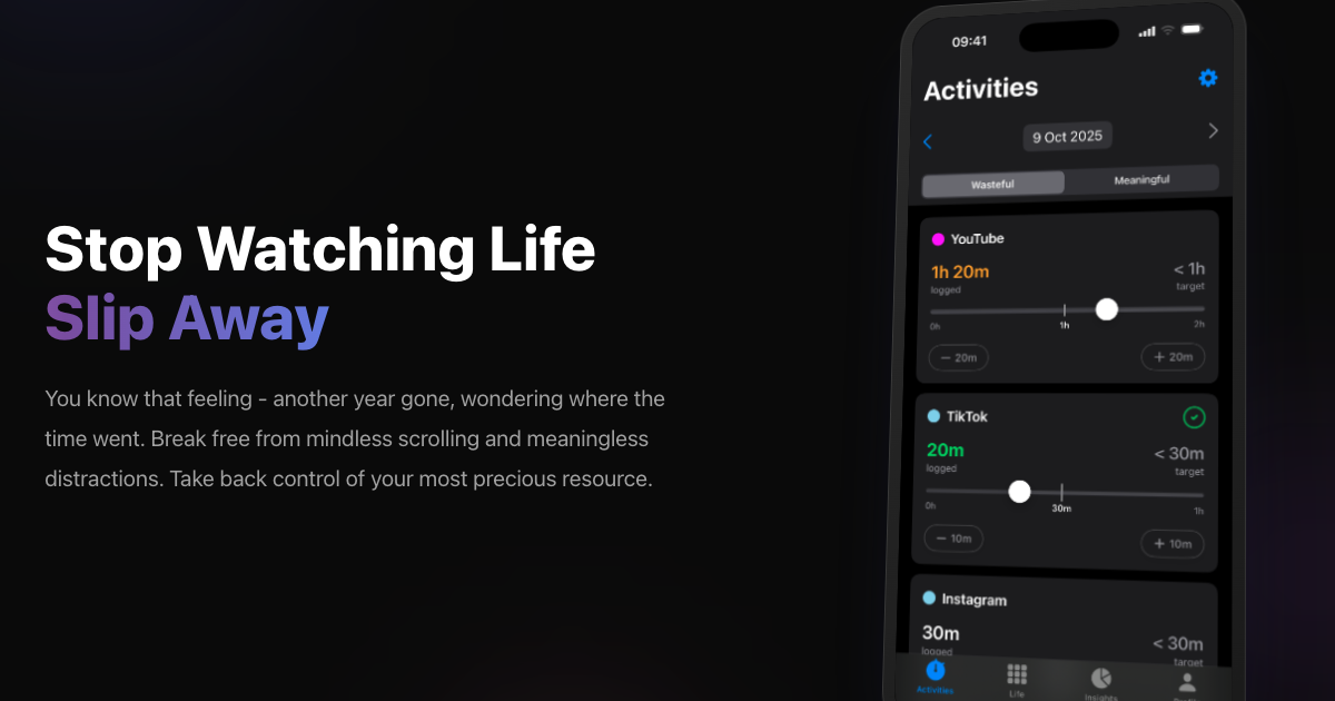 LifeAway - Time Tracking App to Stop Life Slipping Away | Digital Wellness